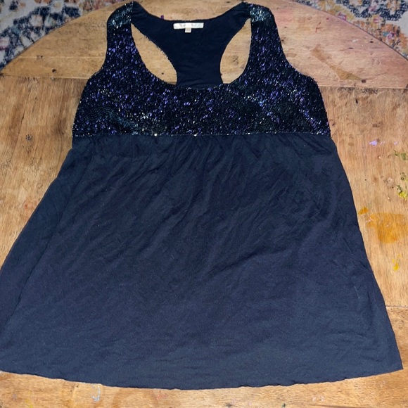 Matty M | Tops | Matty M Racer Back Sequin Tank Top Navy Blue New ...